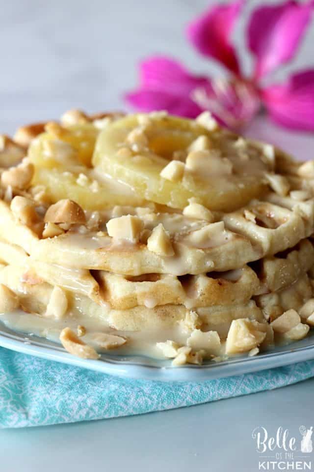 Pineapple Mac Nut Waffles - Belle of the Kitchen