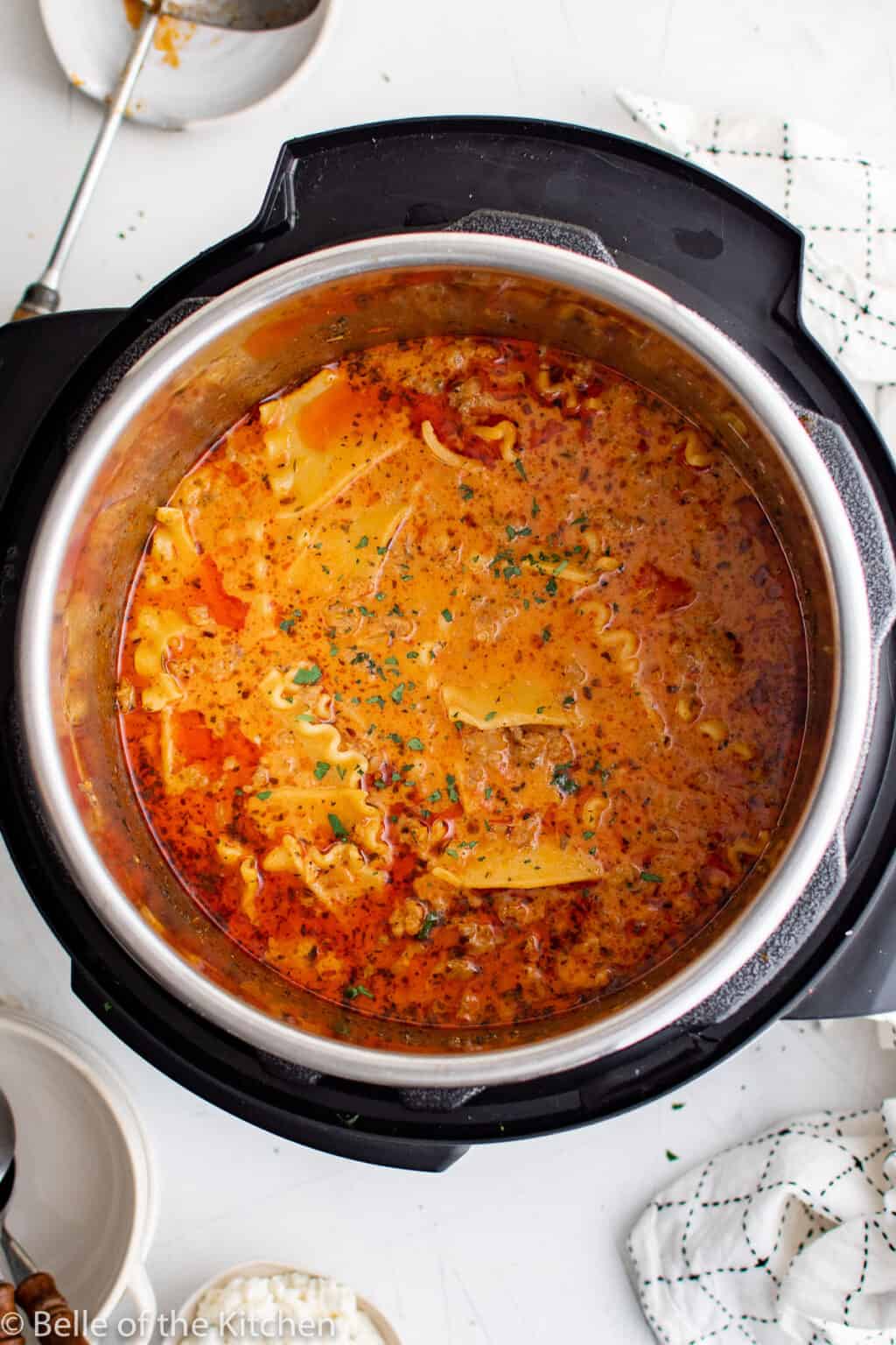Instant Pot Lasagna Soup Recipe - Belle of the Kitchen