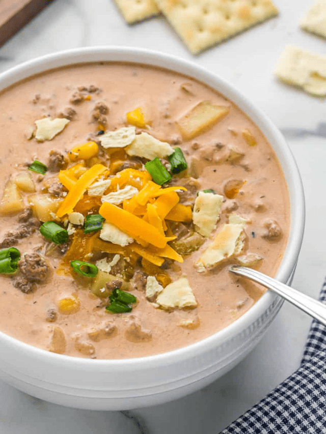 Crockpot Cheeseburger Soup Story - Belle of the Kitchen