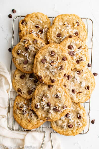 Coconut Chocolate Chip Cookies - Belle of the Kitchen