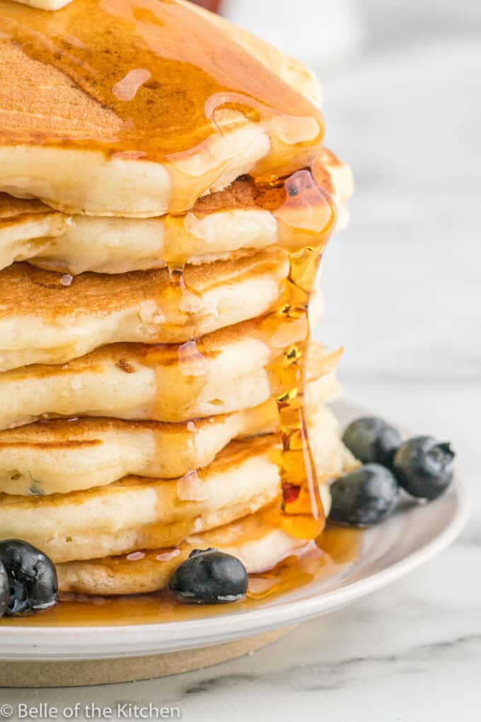 Fluffy Blueberry Buttermilk Pancakes - Belle of the Kitchen