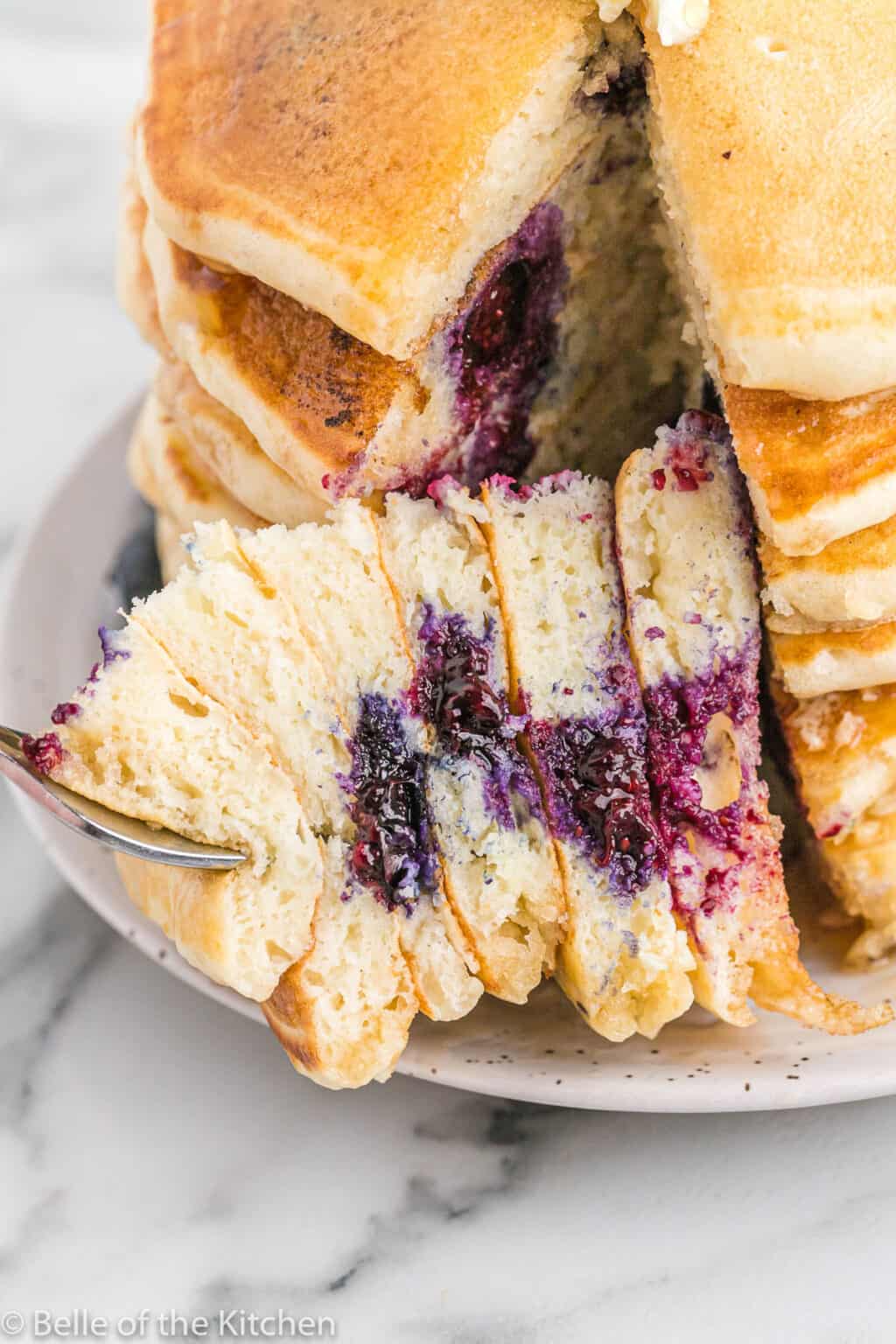 Fluffy Blueberry Buttermilk Pancakes - Belle of the Kitchen