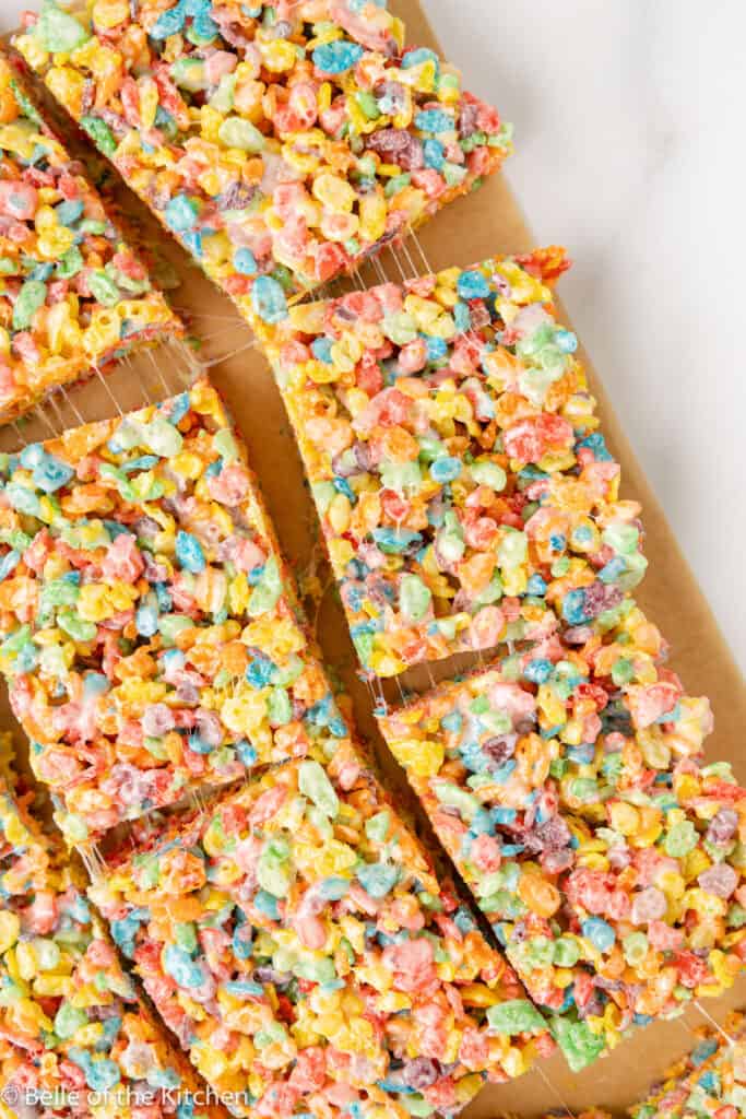 Fruity Pebble Rice Crispy Treats - Belle of the Kitchen