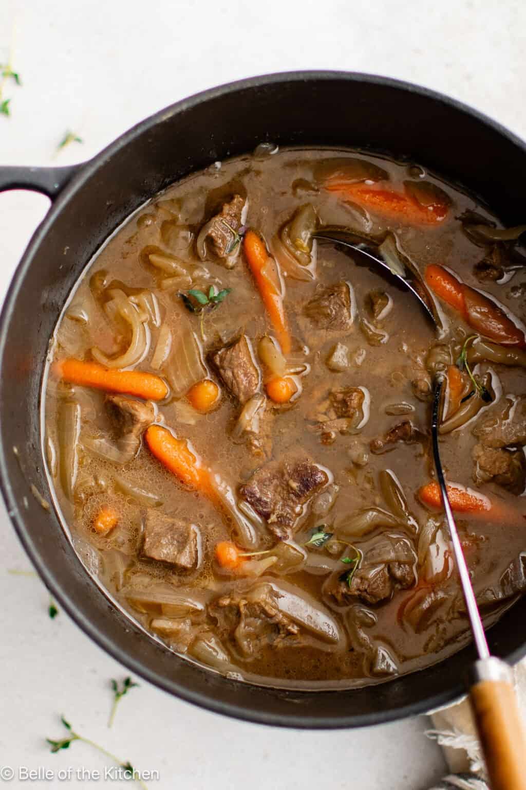 French Onion Beef Stew - Belle of the Kitchen